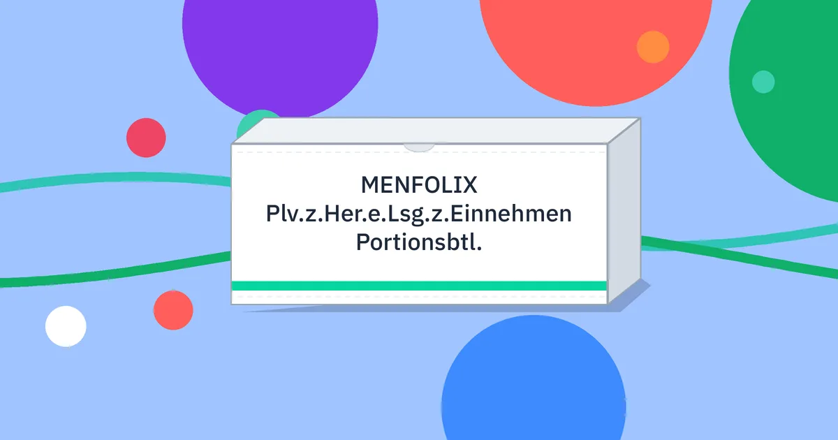 Symbolbild: Packung mit der Aufschrift MENFOLIX Plv.z.Her.e.Lsg.z.Einnehmen Portionsbtl. (PZN 20047937) – Verfügbarkeit und Bezug in Apotheken in Frankfurt am Main