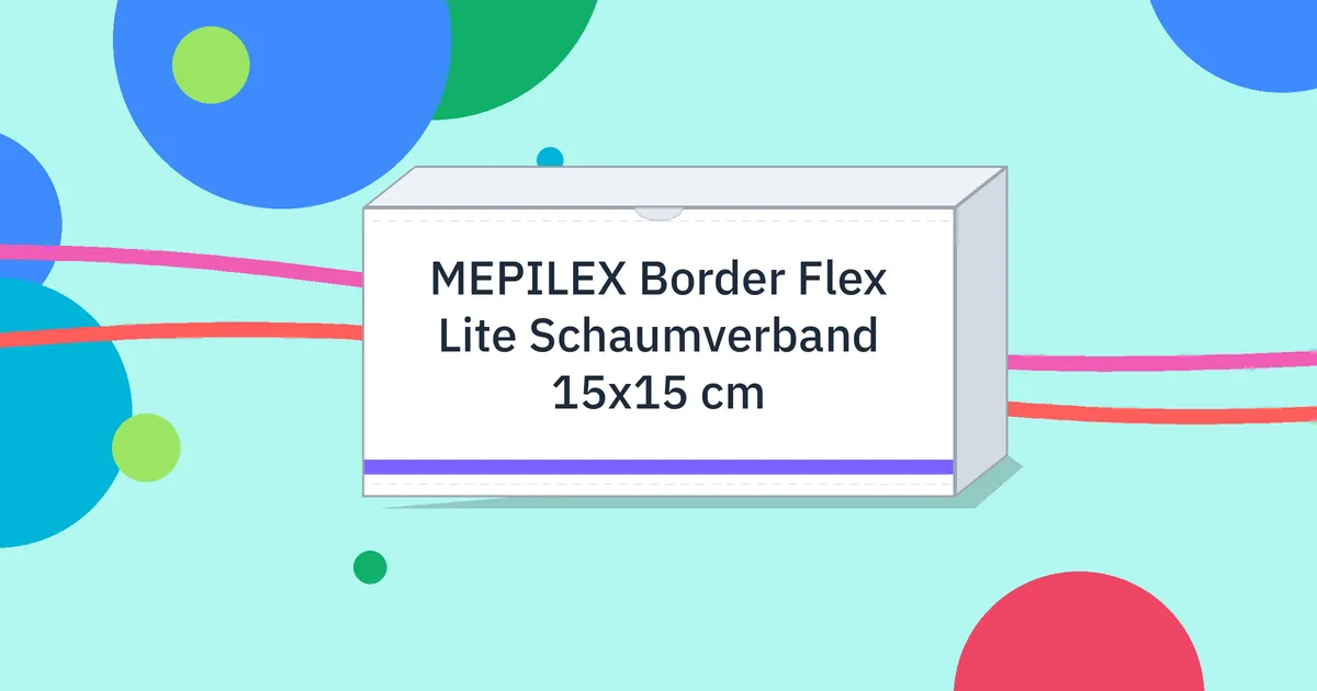 Symbolbild: Packung mit der Aufschrift MEPILEX Border Flex Lite Schaumverband 15x15 cm (PZN 17755553) – Verfügbarkeit und Bezug in Apotheken in Frankfurt am Main