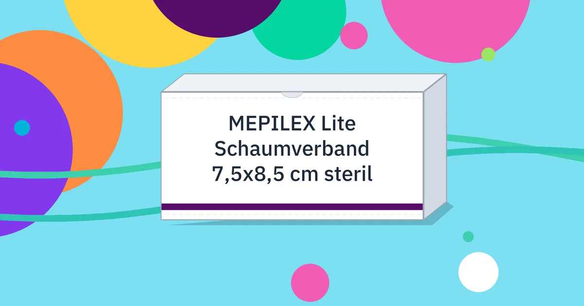 Symbolbild: Packung mit der Aufschrift MEPILEX Lite Schaumverband 7,5x8,5 cm steril (PZN 03642443) – Verfügbarkeit und Bezug in Apotheken in Frankfurt am Main