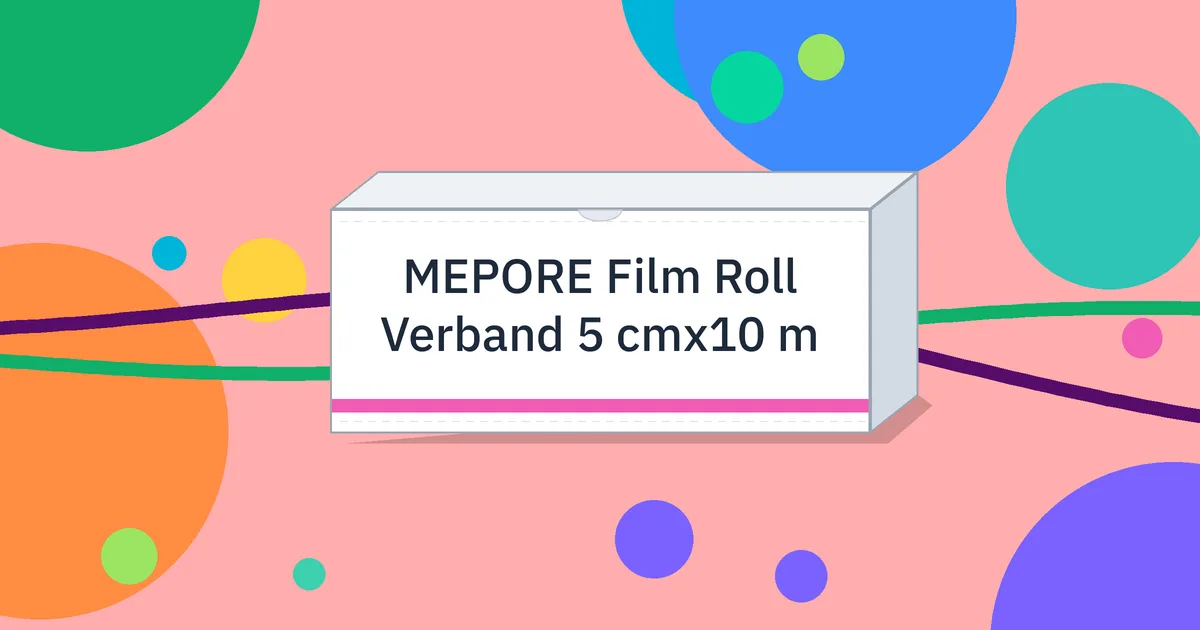 Symbolbild: Packung mit der Aufschrift MEPORE Film Roll Verband 5 cmx10 m (PZN 10264409) – Verfügbarkeit und Bezug in Apotheken in Frankfurt am Main