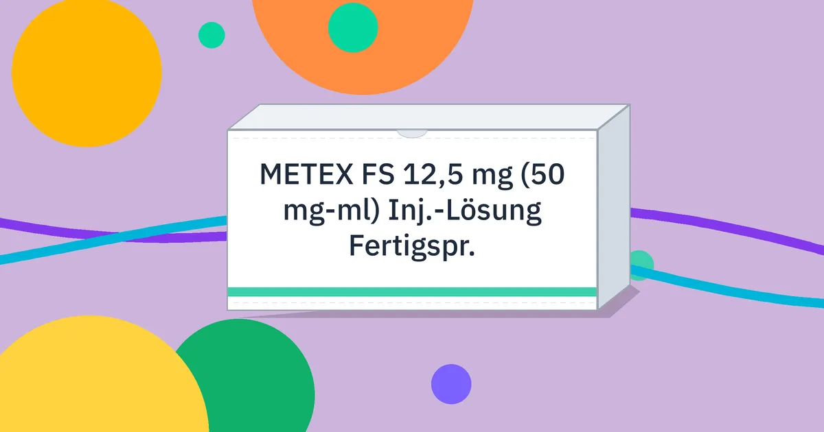 Symbolbild: Packung mit der Aufschrift METEX FS 12,5 mg (50 mg-ml) Inj.-Lösung Fertigspr. (PZN 19273806) – Verfügbarkeit und Bezug in Apotheken in Frankfurt am Main