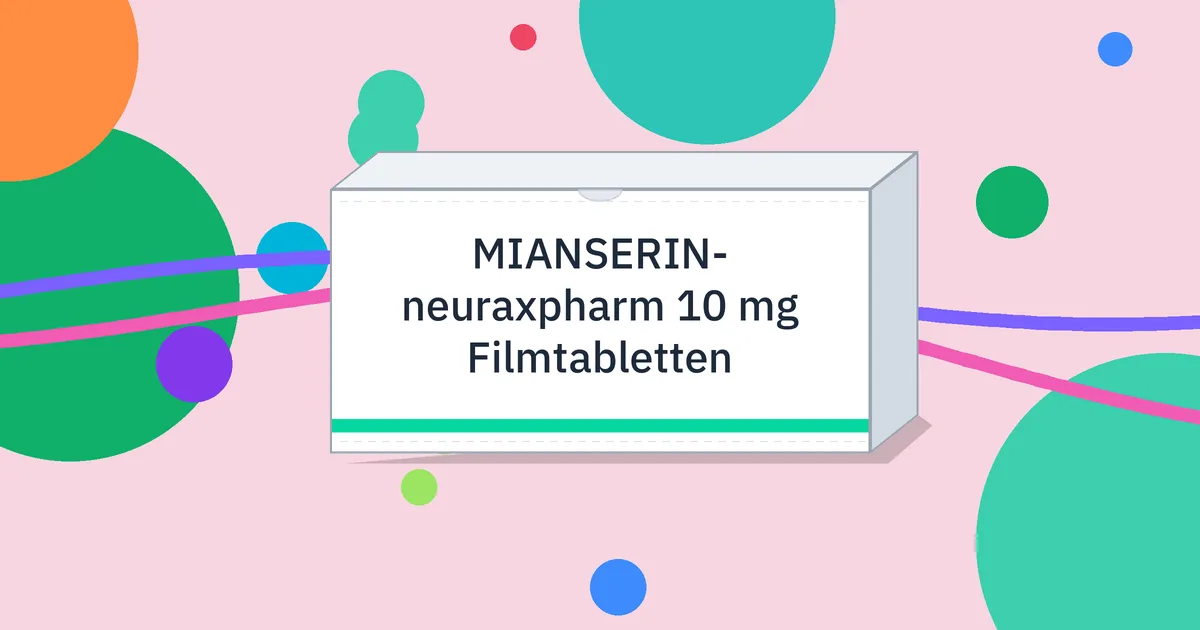 Symbolbild: Packung mit der Aufschrift MIANSERIN-neuraxpharm 10 mg Filmtabletten (PZN 04815549) – Verfügbarkeit und Bezug in Apotheken in Frankfurt am Main