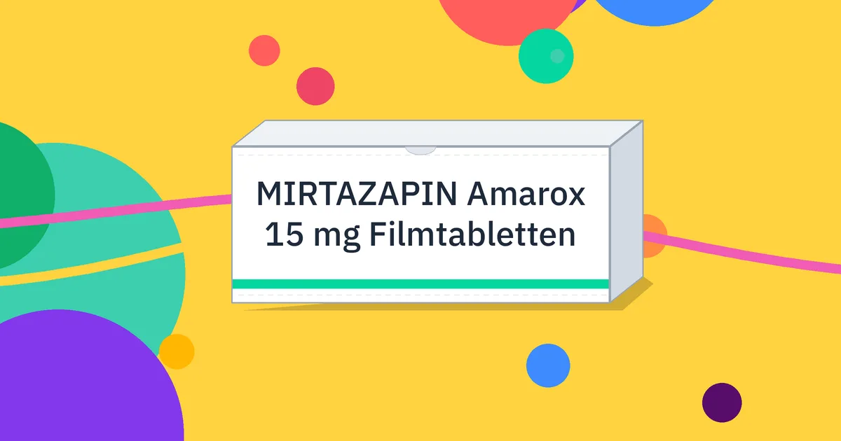 Symbolbild: Packung mit der Aufschrift MIRTAZAPIN Amarox 15 mg Filmtabletten (PZN 19277187) – Verfügbarkeit und Bezug in Apotheken in Frankfurt am Main