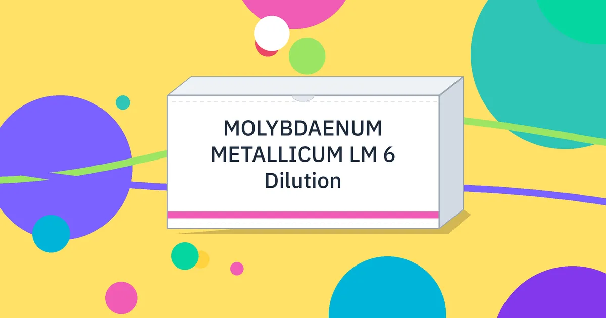 Symbolbild: Packung mit der Aufschrift MOLYBDAENUM METALLICUM LM 6 Dilution (PZN 13609731) – Verfügbarkeit und Bezug in Apotheken in Frankfurt am Main