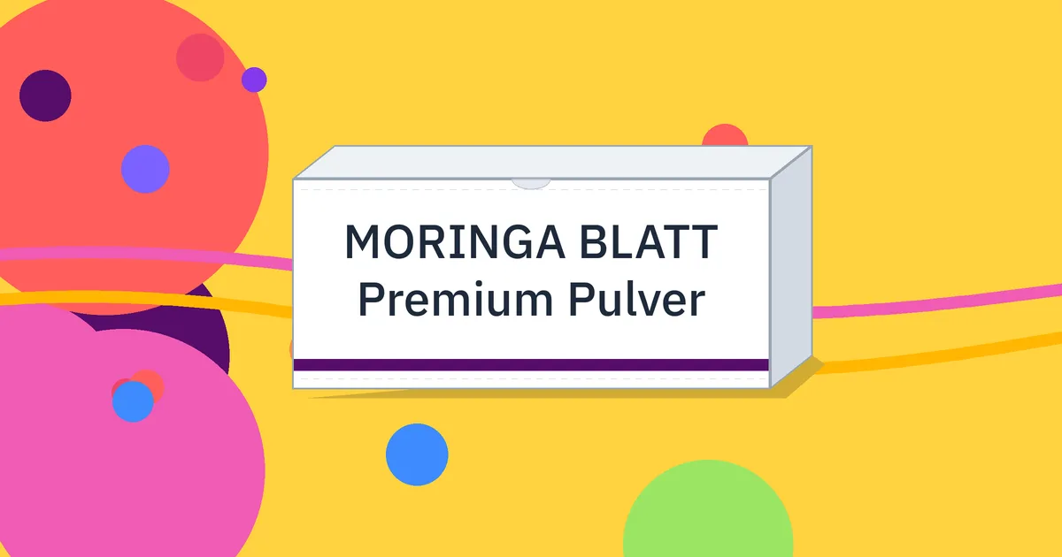 Symbolbild: Packung mit der Aufschrift MORINGA BLATT Premium Pulver (PZN 13980968) – Verfügbarkeit und Bezug in Apotheken in Frankfurt am Main