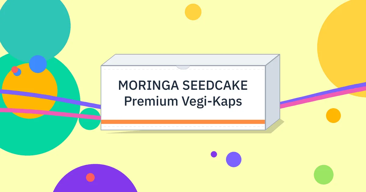 Symbolbild: Packung mit der Aufschrift MORINGA SEEDCAKE Premium Vegi-Kaps (PZN 13981028) – Verfügbarkeit und Bezug in Apotheken in Frankfurt am Main