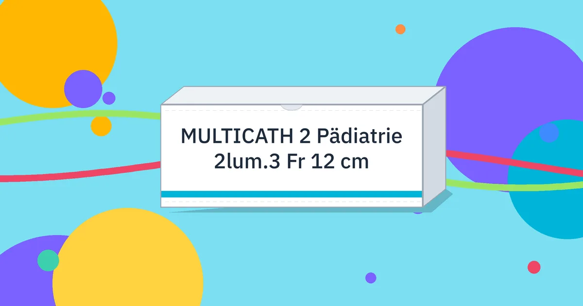 Symbolbild: Packung mit der Aufschrift MULTICATH 2 Pädiatrie 2lum.3 Fr 12 cm (PZN 07131780) – Verfügbarkeit und Bezug in Apotheken in Frankfurt am Main