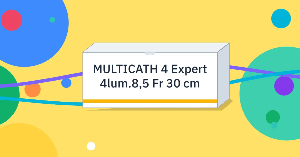 Symbolbild: Packung mit der Aufschrift MULTICATH 4 Expert 4lum.8,5 Fr 30 cm (PZN 09446588) – Verfügbarkeit und Bezug in Apotheken in Frankfurt am Main