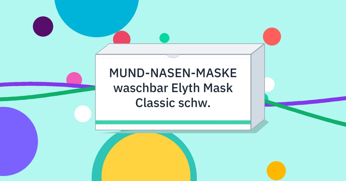 Symbolbild: Packung mit der Aufschrift MUND-NASEN-MASKE waschbar Elyth Mask Classic schw. (PZN 16679169) – Verfügbarkeit und Bezug in Apotheken in Frankfurt am Main