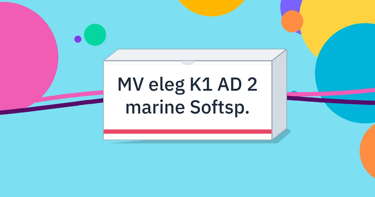 Symbolbild: Packung mit der Aufschrift MV eleg K1 AD 2 marine Softsp. (PZN 14583778) – Verfügbarkeit und Bezug in Apotheken in Frankfurt am Main