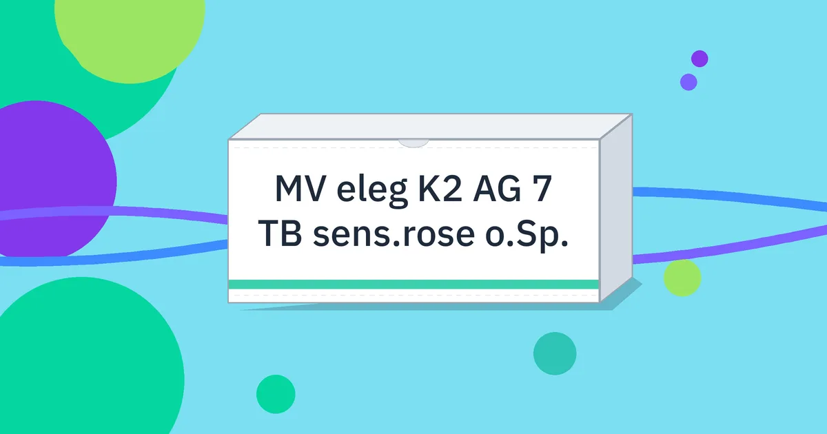 Symbolbild: Packung mit der Aufschrift MV eleg K2 AG 7 TB sens.rose o.Sp. (PZN 14699446) – Verfügbarkeit und Bezug in Apotheken in Frankfurt am Main