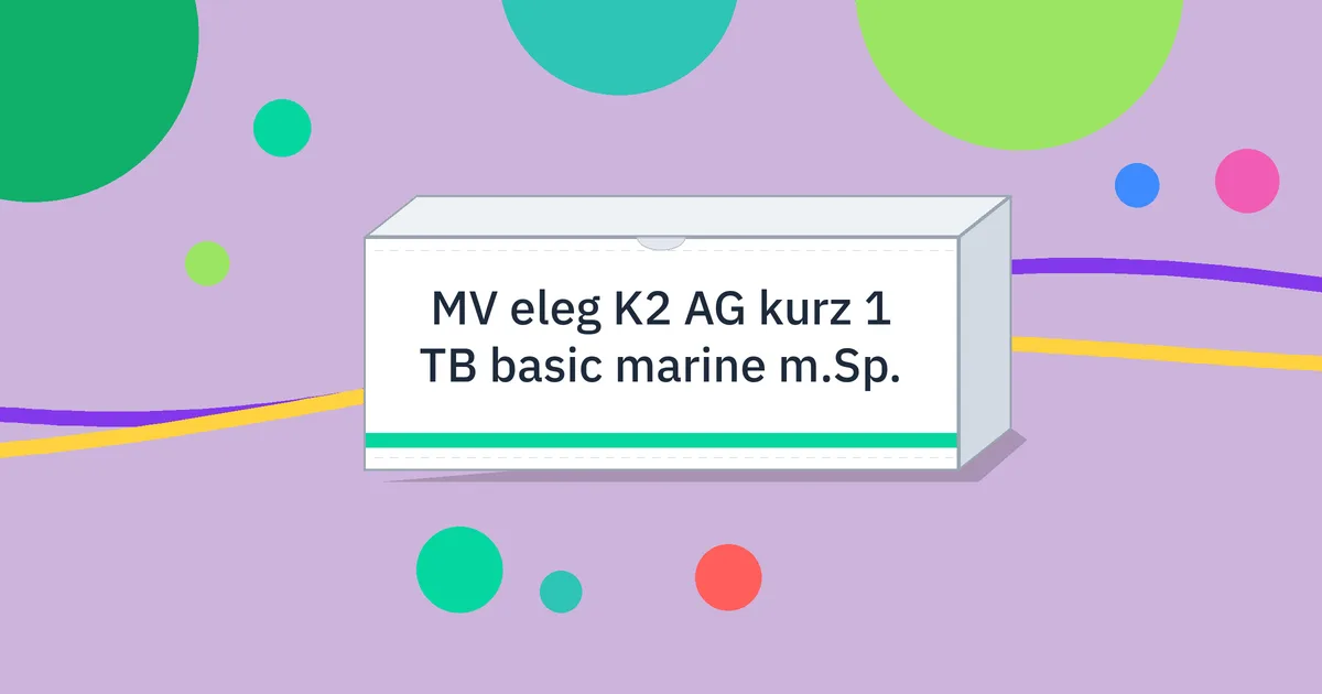 Symbolbild: Packung mit der Aufschrift MV eleg K2 AG kurz 1 TB basic marine m.Sp. (PZN 15284374) – Verfügbarkeit und Bezug in Apotheken in Frankfurt am Main