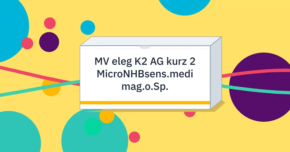 Symbolbild: Packung mit der Aufschrift MV eleg K2 AG kurz 2 MicroNHBsens.medi mag.o.Sp. (PZN 15709767) – Verfügbarkeit und Bezug in Apotheken in Frankfurt am Main