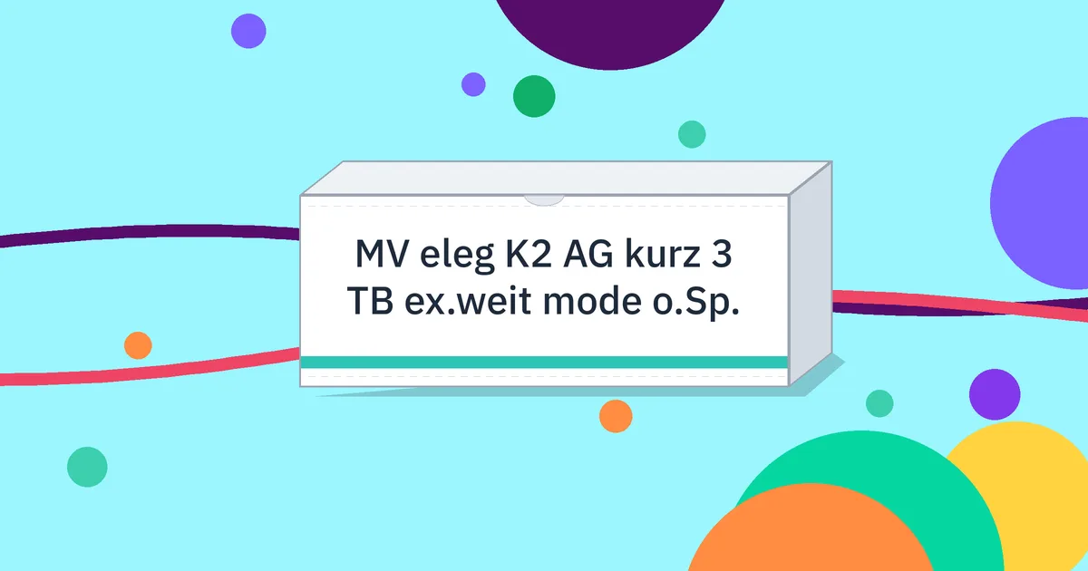 Symbolbild: Packung mit der Aufschrift MV eleg K2 AG kurz 3 TB ex.weit mode o.Sp. (PZN 09880304) – Verfügbarkeit und Bezug in Apotheken in Frankfurt am Main