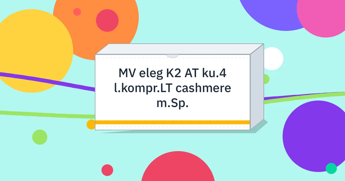 Symbolbild: Packung mit der Aufschrift MV eleg K2 AT ku.4 l.kompr.LT cashmere m.Sp. (PZN 14663170) – Verfügbarkeit und Bezug in Apotheken in Frankfurt am Main