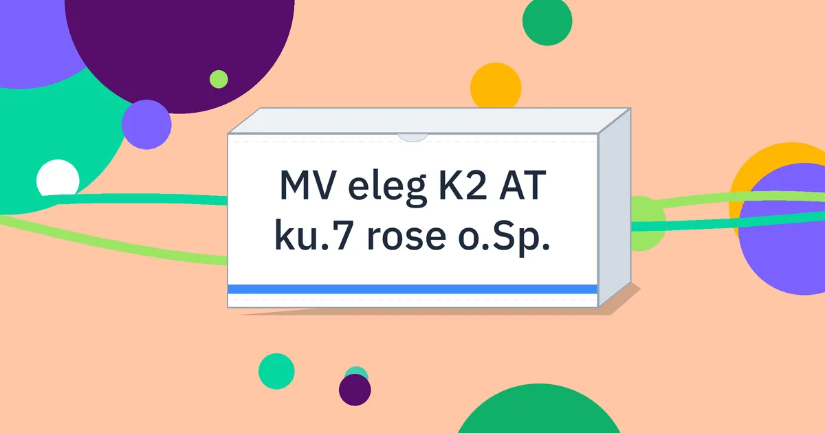 Symbolbild: Packung mit der Aufschrift MV eleg K2 AT ku.7 rose o.Sp. (PZN 15288395) – Verfügbarkeit und Bezug in Apotheken in Frankfurt am Main