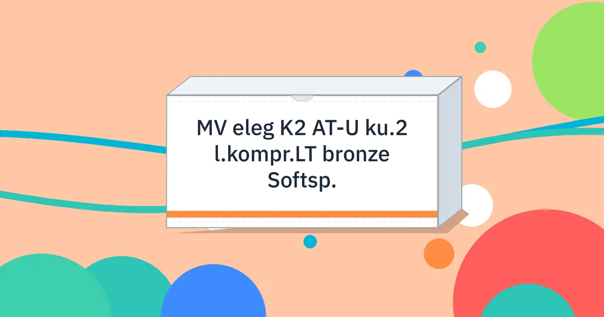 Symbolbild: Packung mit der Aufschrift MV eleg K2 AT-U ku.2 l.kompr.LT bronze Softsp. (PZN 15291374) – Verfügbarkeit und Bezug in Apotheken in Frankfurt am Main