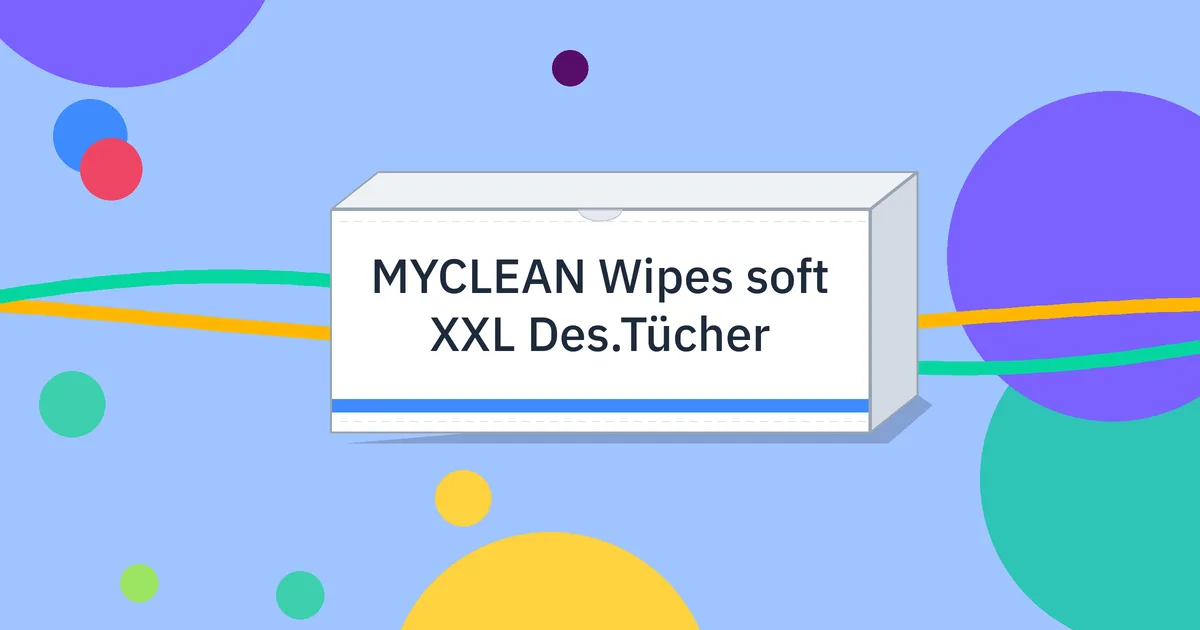 Symbolbild: Packung mit der Aufschrift MYCLEAN Wipes soft XXL Des.Tücher (PZN 20632015) – Verfügbarkeit und Bezug in Apotheken in Frankfurt am Main
