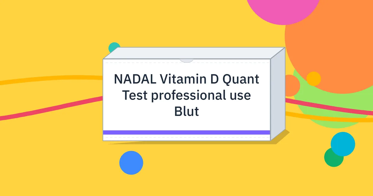 Symbolbild: Packung mit der Aufschrift NADAL Vitamin D Quant Test professional use Blut (PZN 19232701) – Verfügbarkeit und Bezug in Apotheken in Frankfurt am Main