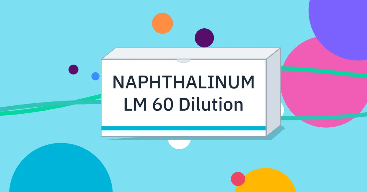 Symbolbild: Packung mit der Aufschrift NAPHTHALINUM LM 60 Dilution (PZN 12958725) – Verfügbarkeit und Bezug in Apotheken in Frankfurt am Main