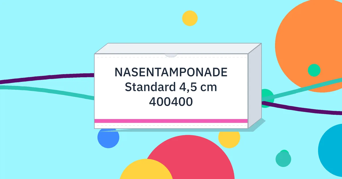 Symbolbild: Packung mit der Aufschrift NASENTAMPONADE Standard 4,5 cm 400400 (PZN 06592102) – Verfügbarkeit und Bezug in Apotheken in Frankfurt am Main