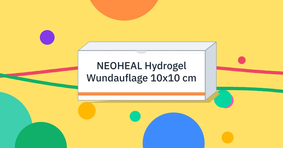 Symbolbild: Packung mit der Aufschrift NEOHEAL Hydrogel Wundauflage 10x10 cm (PZN 00854239) – Verfügbarkeit und Bezug in Apotheken in Frankfurt am Main