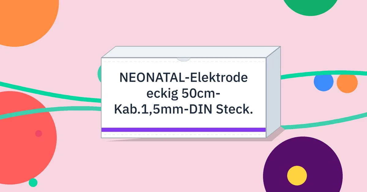 Symbolbild: Packung mit der Aufschrift NEONATAL-Elektrode eckig 50cm-Kab.1,5mm-DIN Steck. (PZN 20025479) – Verfügbarkeit und Bezug in Apotheken in Frankfurt am Main