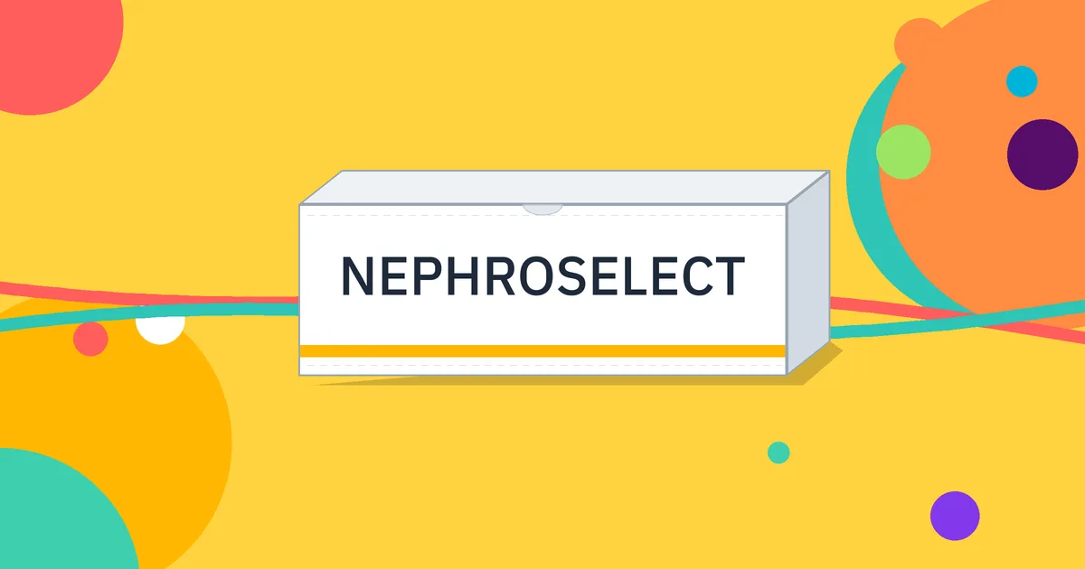 Symbolbild: Packung mit der Aufschrift NEPHROSELECT (PZN 02645497) – Verfügbarkeit und Bezug in Apotheken in Frankfurt am Main