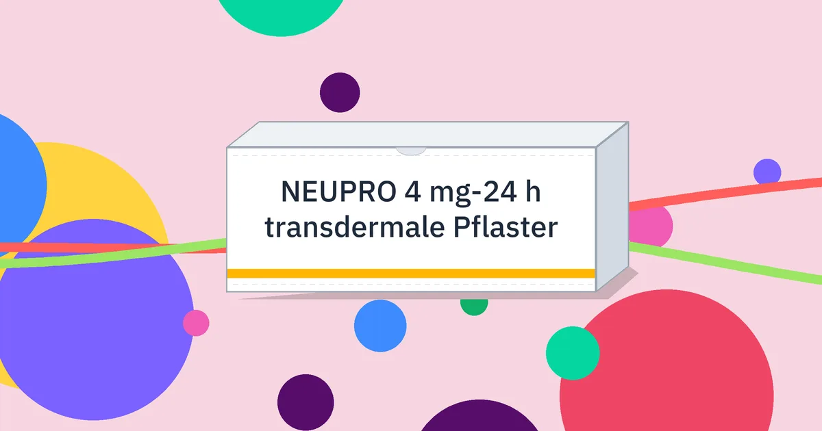 Symbolbild: Packung mit der Aufschrift NEUPRO 4 mg-24 h transdermale Pflaster (PZN 10180842) – Verfügbarkeit und Bezug in Apotheken in Frankfurt am Main