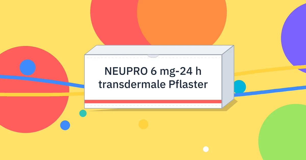 Symbolbild: Packung mit der Aufschrift NEUPRO 6 mg-24 h transdermale Pflaster (PZN 10625959) – Verfügbarkeit und Bezug in Apotheken in Frankfurt am Main