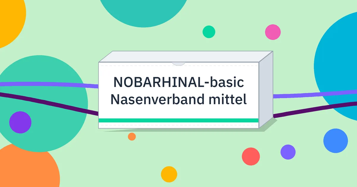 Symbolbild: Packung mit der Aufschrift NOBARHINAL-basic Nasenverband mittel (PZN 14139078) – Verfügbarkeit und Bezug in Apotheken in Frankfurt am Main