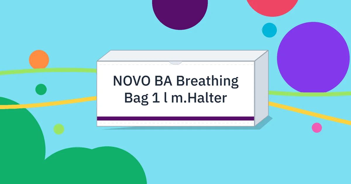 Symbolbild: Packung mit der Aufschrift NOVO BA Breathing Bag 1 l m.Halter (PZN 20023428) – Verfügbarkeit und Bezug in Apotheken in Frankfurt am Main