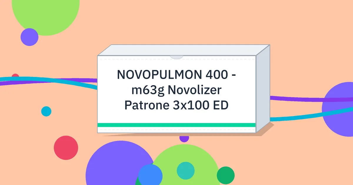 Symbolbild: Packung mit der Aufschrift NOVOPULMON 400 -m63g Novolizer Patrone 3x100 ED (PZN 06966229) – Verfügbarkeit und Bezug in Apotheken in Frankfurt am Main