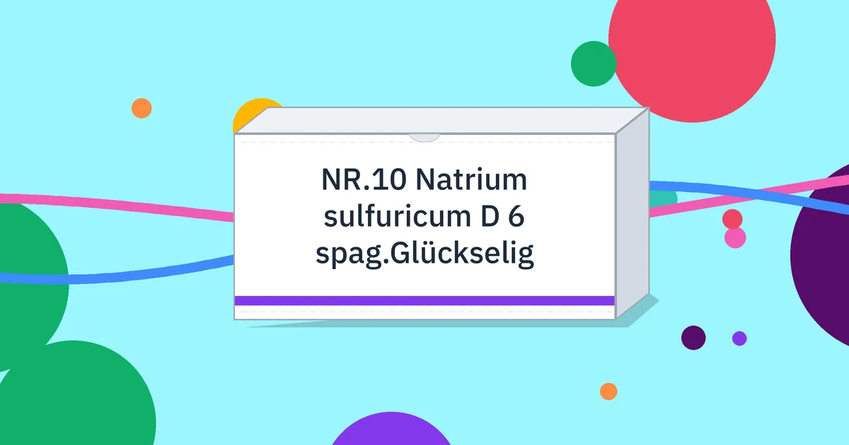 Symbolbild: Packung mit der Aufschrift NR.10 Natrium sulfuricum D 6 spag.Glückselig (PZN 10965968) – Verfügbarkeit und Bezug in Apotheken in Frankfurt am Main