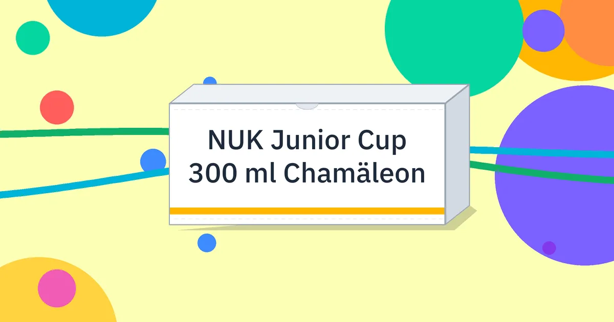 Symbolbild: Packung mit der Aufschrift NUK Junior Cup 300 ml Chamäleon (PZN 16793617) – Verfügbarkeit und Bezug in Apotheken in Frankfurt am Main