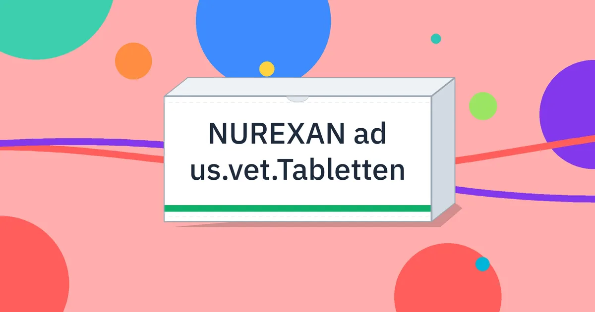 Symbolbild: Packung mit der Aufschrift NUREXAN ad us.vet.Tabletten (PZN 17259535) – Verfügbarkeit und Bezug in Apotheken in Frankfurt am Main