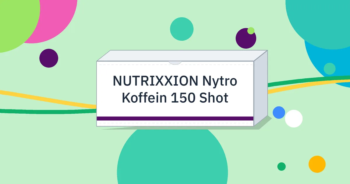 Symbolbild: Packung mit der Aufschrift NUTRIXXION Nytro Koffein 150 Shot (PZN 14213254) – Verfügbarkeit und Bezug in Apotheken in Frankfurt am Main
