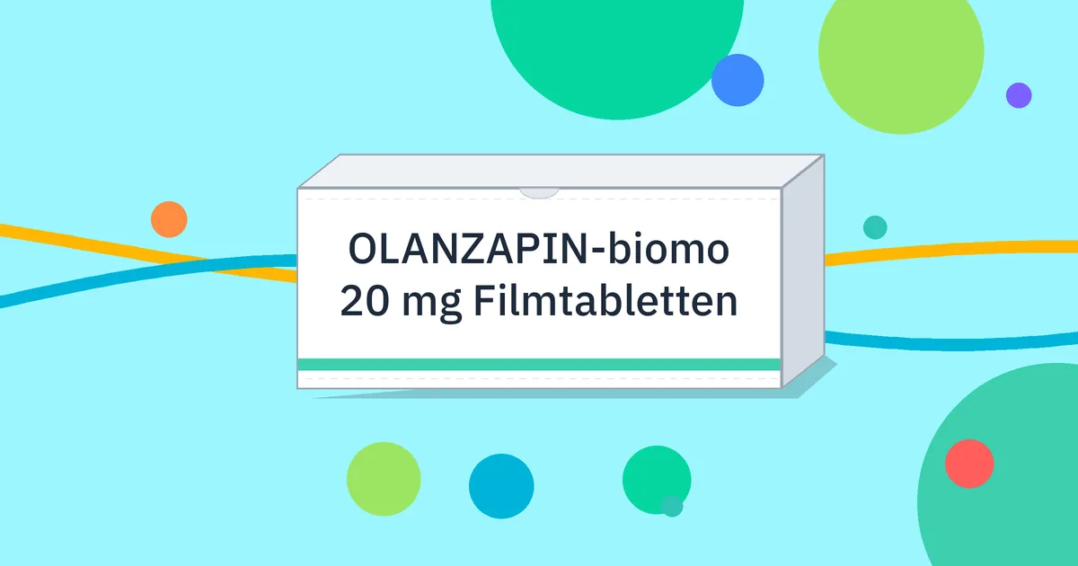 Symbolbild: Packung mit der Aufschrift OLANZAPIN-biomo 20 mg Filmtabletten (PZN 08801515) – Verfügbarkeit und Bezug in Apotheken in Frankfurt am Main