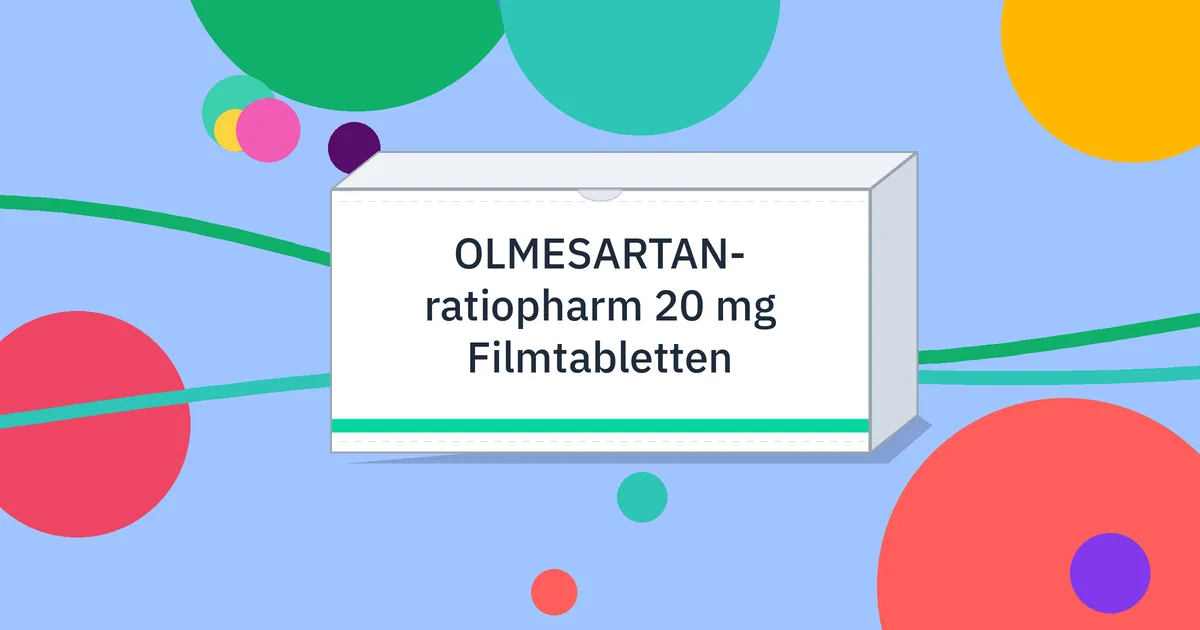 Symbolbild: Packung mit der Aufschrift OLMESARTAN-ratiopharm 20 mg Filmtabletten (PZN 11856721) – Verfügbarkeit und Bezug in Apotheken in Frankfurt am Main