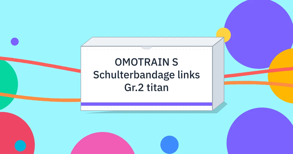 Symbolbild: Packung mit der Aufschrift OMOTRAIN S Schulterbandage links Gr.2 titan (PZN 01865481) – Verfügbarkeit und Bezug in Apotheken in Frankfurt am Main