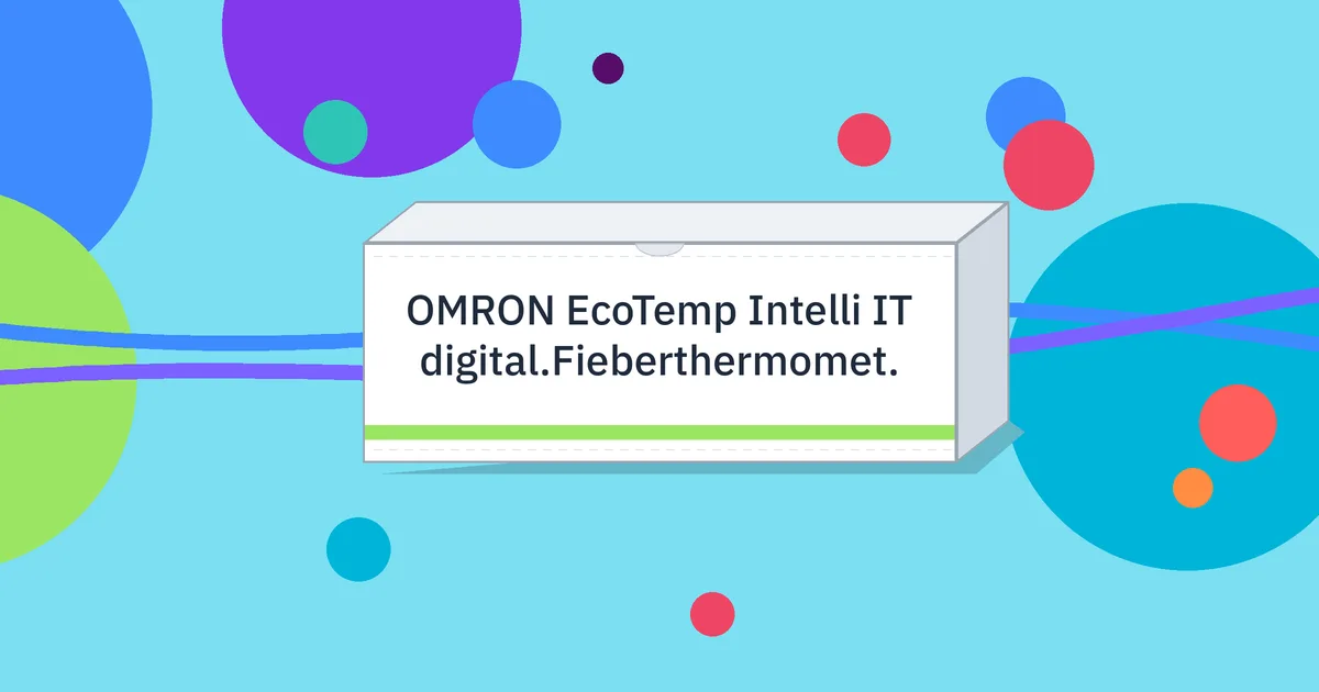 Symbolbild: Packung mit der Aufschrift OMRON EcoTemp Intelli IT digital.Fieberthermomet. (PZN 16872972) – Verfügbarkeit und Bezug in Apotheken in Frankfurt am Main