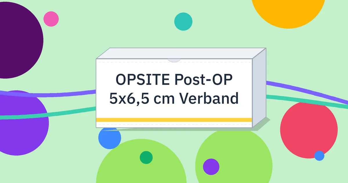 Symbolbild: Packung mit der Aufschrift OPSITE Post-OP 5x6,5 cm Verband (PZN 00081702) – Verfügbarkeit und Bezug in Apotheken in Frankfurt am Main