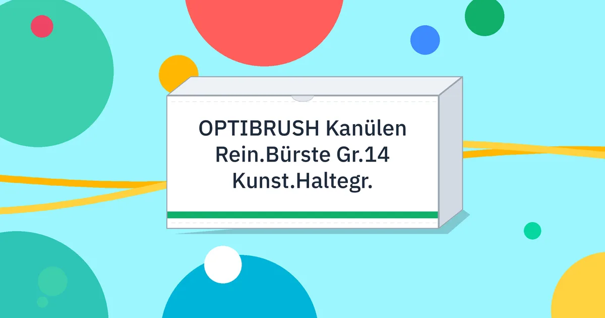 Symbolbild: Packung mit der Aufschrift OPTIBRUSH Kanülen Rein.Bürste Gr.14 Kunst.Haltegr. (PZN 11168719) – Verfügbarkeit und Bezug in Apotheken in Frankfurt am Main