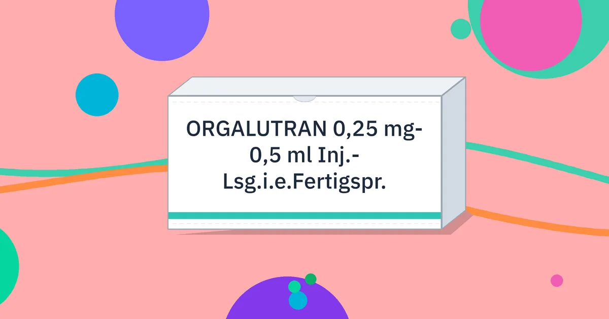 Symbolbild: Packung mit der Aufschrift ORGALUTRAN 0,25 mg-0,5 ml Inj.-Lsg.i.e.Fertigspr. (PZN 09705506) – Verfügbarkeit und Bezug in Apotheken in Frankfurt am Main