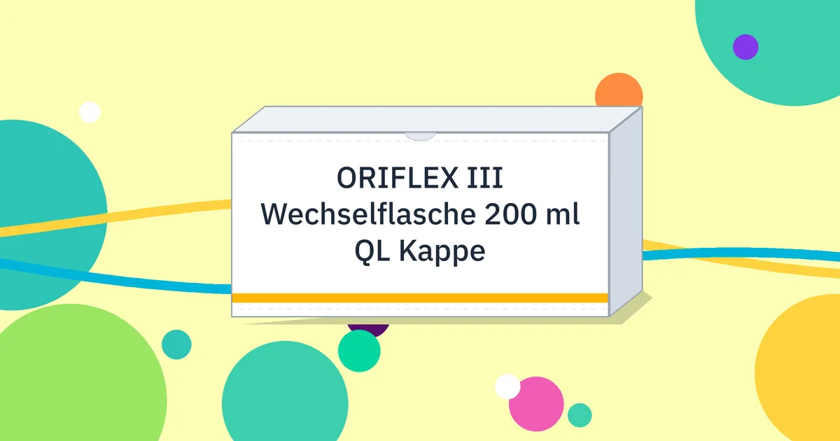 Symbolbild: Packung mit der Aufschrift ORIFLEX III Wechselflasche 200 ml QL Kappe (PZN 17486001) – Verfügbarkeit und Bezug in Apotheken in Frankfurt am Main