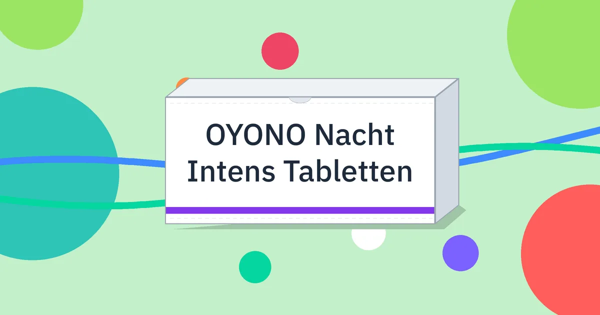 Symbolbild: Packung mit der Aufschrift OYONO Nacht Intens Tabletten (PZN 18675046) – Verfügbarkeit und Bezug in Apotheken in Frankfurt am Main