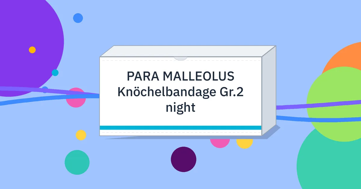 Symbolbild: Packung mit der Aufschrift PARA MALLEOLUS Knöchelbandage Gr.2 night (PZN 13763604) – Verfügbarkeit und Bezug in Apotheken in Frankfurt am Main