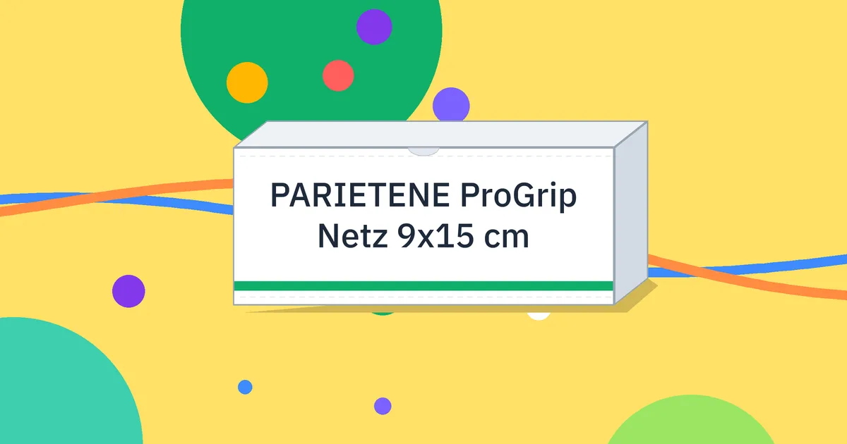 Symbolbild: Packung mit der Aufschrift PARIETENE ProGrip Netz 9x15 cm (PZN 00229613) – Verfügbarkeit und Bezug in Apotheken in Frankfurt am Main