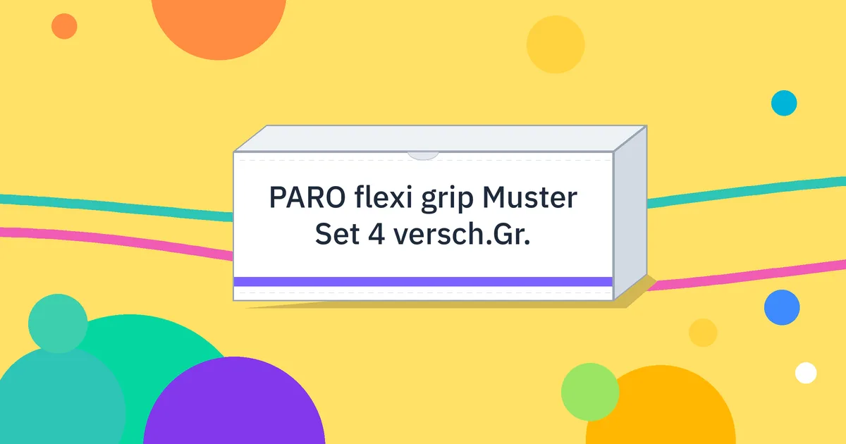 Symbolbild: Packung mit der Aufschrift PARO flexi grip Muster Set 4 versch.Gr. (PZN 17372591) – Verfügbarkeit und Bezug in Apotheken in Frankfurt am Main