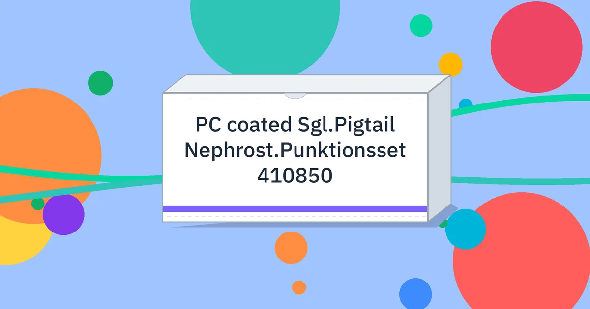 Symbolbild: Packung mit der Aufschrift PC coated Sgl.Pigtail Nephrost.Punktionsset 410850 (PZN 06679122) – Verfügbarkeit und Bezug in Apotheken in Frankfurt am Main